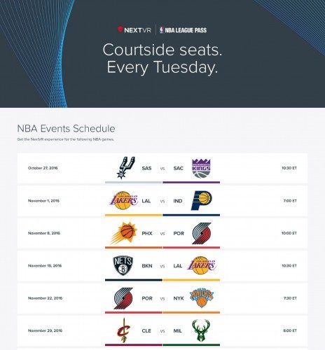 NextVR to Broadcast Over 20 Live NBA Games This Season, Coverage Starts ...