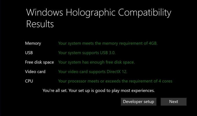 Minimum Specs for Microsoft Holographic Are Impressively Low Minimum Specs for Microsoft Holographic Are Impressively Low