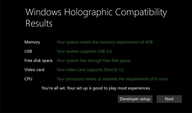 Minimum Specs for Microsoft Holographic Are Impressively Low Minimum Specs for Microsoft Holographic Are Impressively Low
