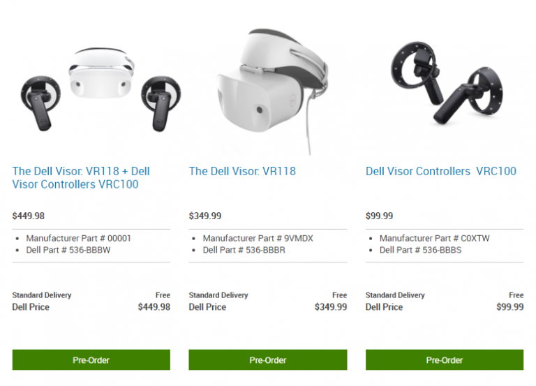 Dell's VR 'Visor' Headset Now Available For Pre-order at $350, Shipping ...