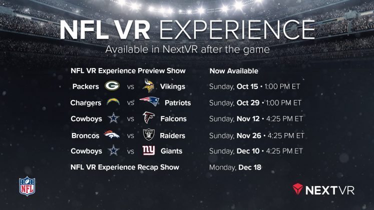 NextVR to Broadcast NFL Game Highlights in VR Following 5 Games this Season