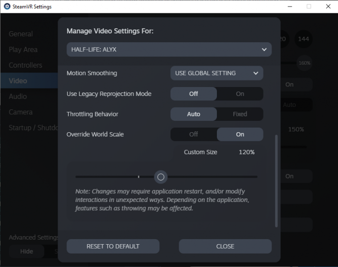 SteamVR Update Adds Field-of-view Option and World Scale Adjustment